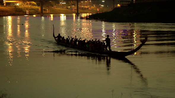 Traditional Long Boat Practicing Rowing 01, Stock Footage | VideoHive