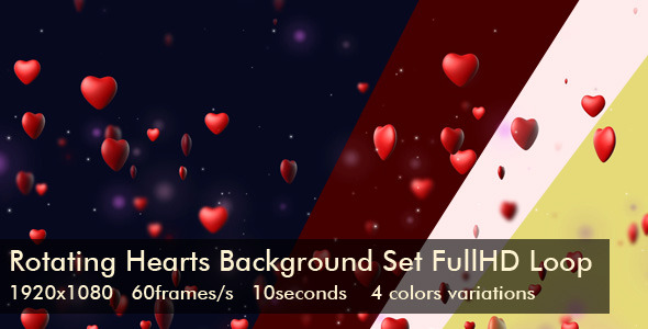 Rotating Hearts Background Set Full HD Loop, Motion Graphics | VideoHive