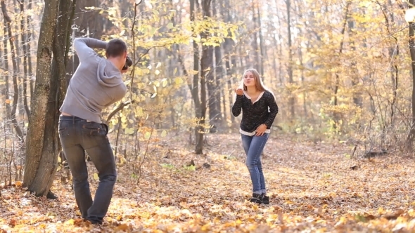 Woman Photographing Man, Stock Footage | VideoHive