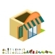 Vector Isometric Market Building Icon, Vectors | GraphicRiver