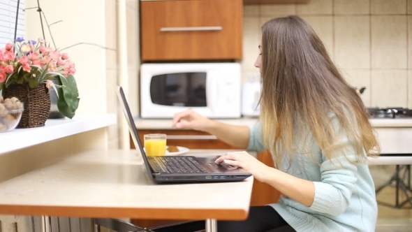 Girl Behind Laptop, Stock Footage | VideoHive