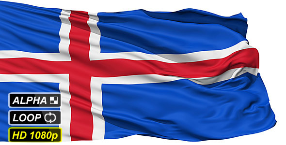 Isolated Waving National Flag Of Iceland, Motion Graphics | VideoHive