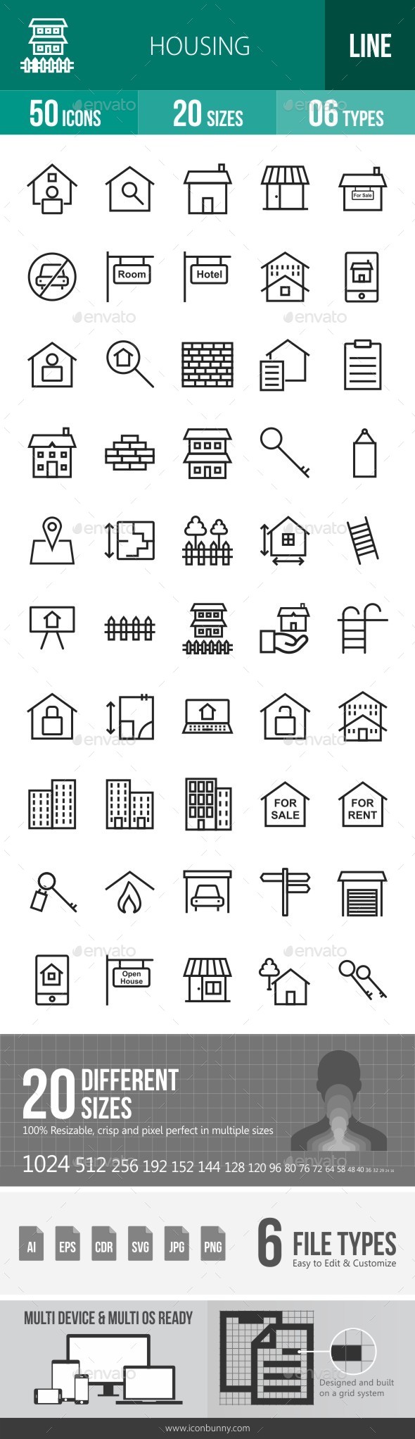 Housing Line Icons by IconBunny | GraphicRiver