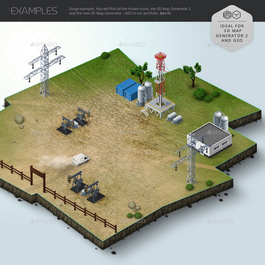 Isometric Map Icons - Buildings and Industry, Icons | GraphicRiver