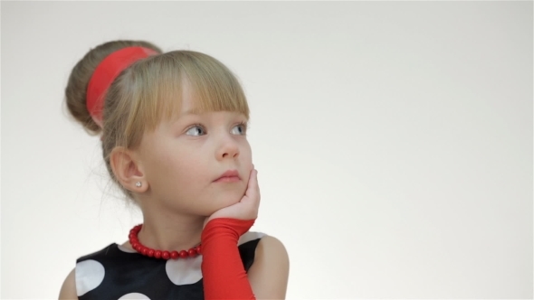 Kid Girl Looking At Copy Space, Stock Footage | VideoHive