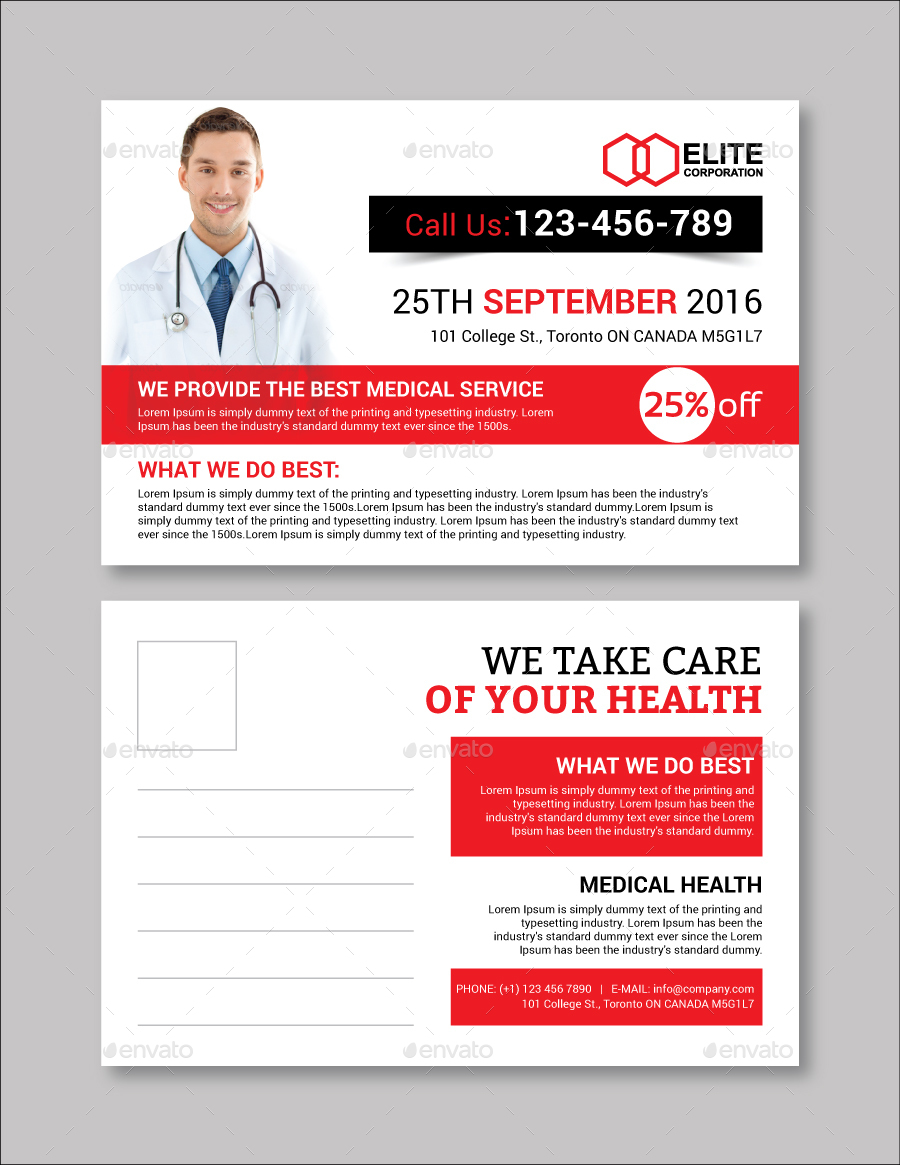 Medical Post Card Design Template, Print Templates | GraphicRiver
