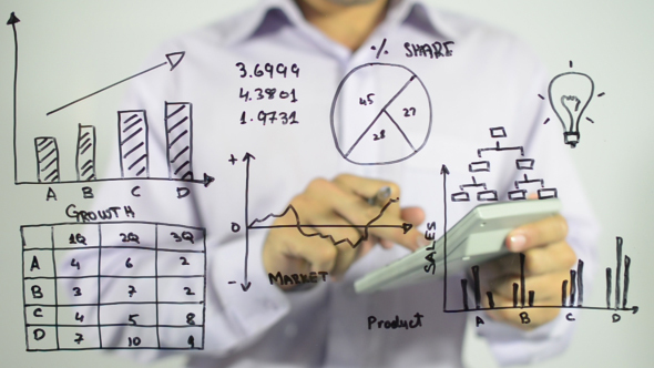 Business Calculations on Transparent Screen, Stock Footage | VideoHive
