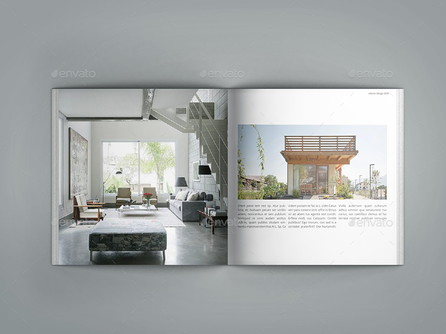 Interior Design - Square Brochure Catalog, Print Templates | GraphicRiver