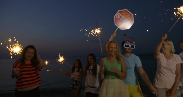 Beach Party To Celebrate Christmas Or New Year, Stock Footage | VideoHive
