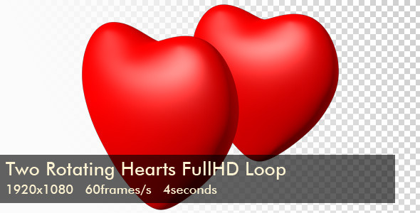 Two Rotating Hearts FullHD Loop, Motion Graphics | VideoHive