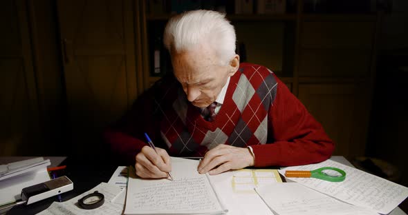 Grandfather Writing Letter, Stock Footage | VideoHive