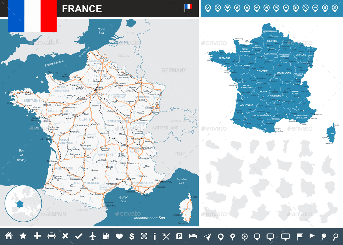 France Infographic Map - Illustration., Vectors | GraphicRiver