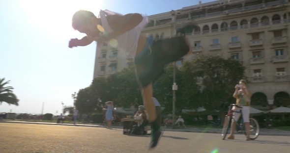 Teenager Performing Street Acrobatics, Stock Footage | VideoHive