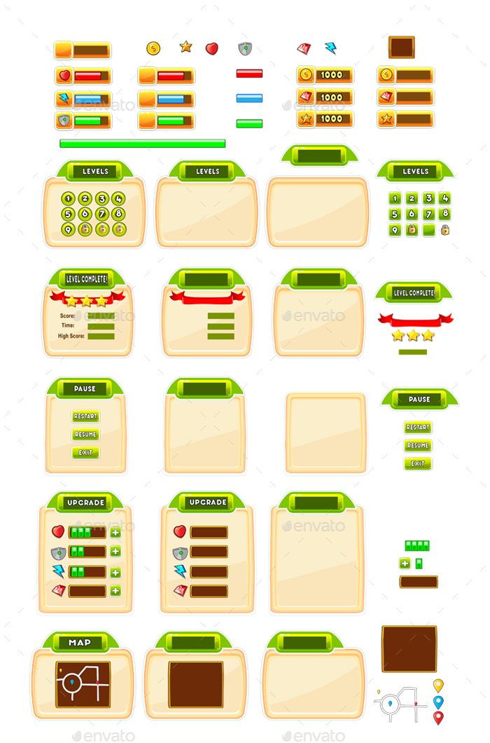 Cartoon Game Ui Pack 06, Game Assets | GraphicRiver