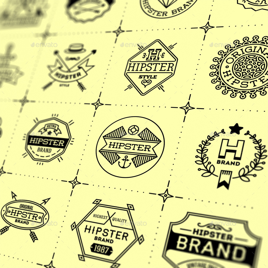 Hipster Thin Line Badges and Logos. Vector Pack., Vectors | GraphicRiver