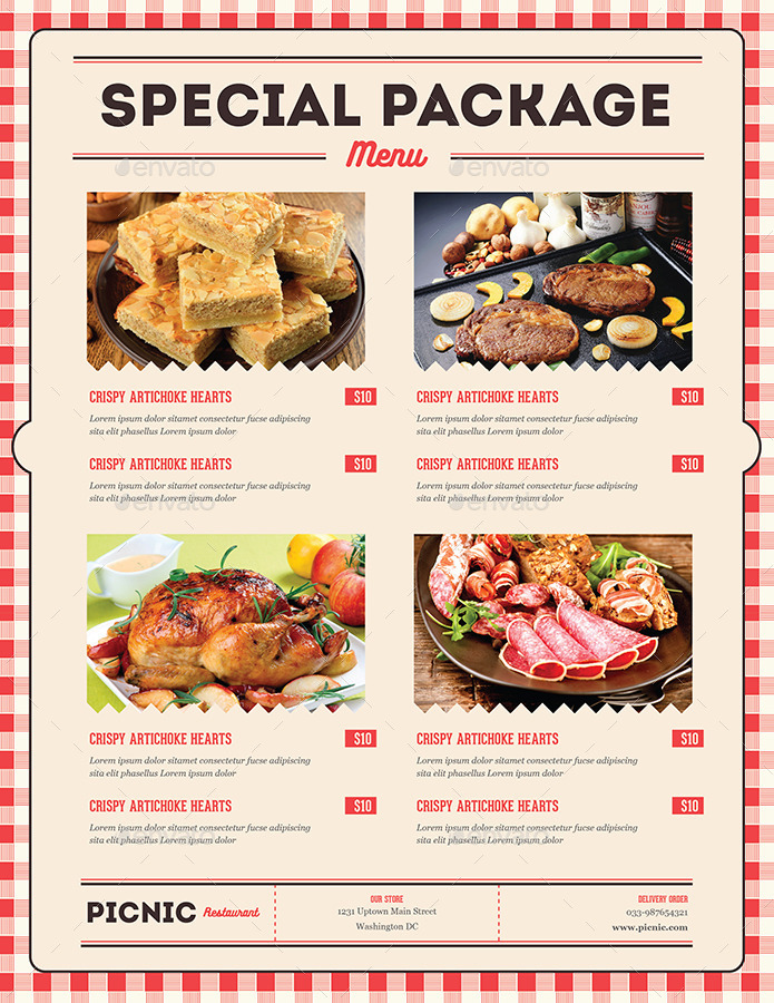 Retro flyer menu food restaurant, Print Templates | GraphicRiver
