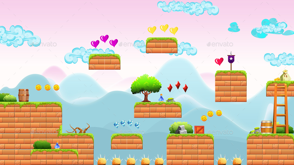 2D Tileset Platform Game, Game Assets | GraphicRiver