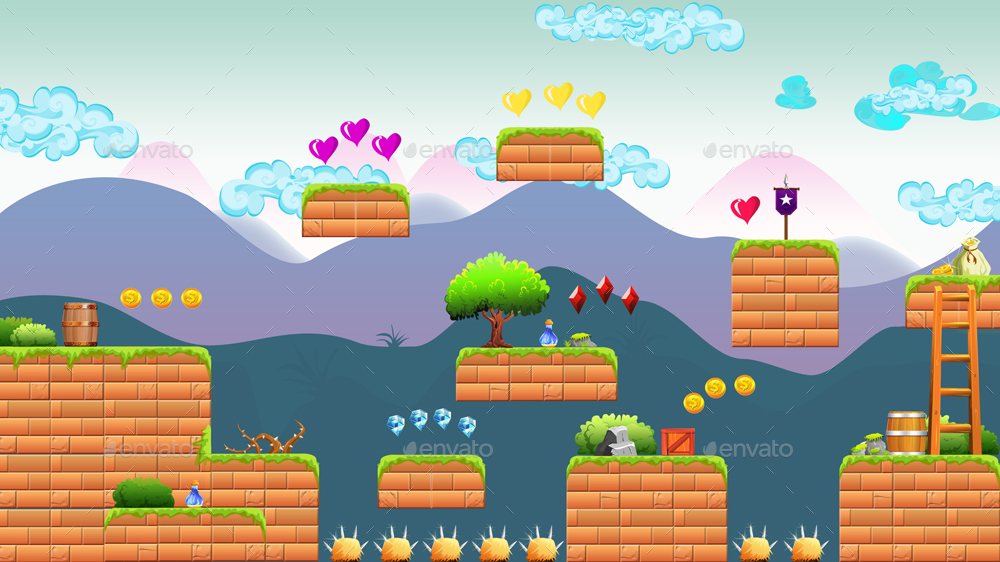 2D Tileset Platform Game, Game Assets | GraphicRiver