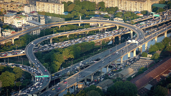 Circular Road System In City At Rush Hour, Stock Footage | VideoHive