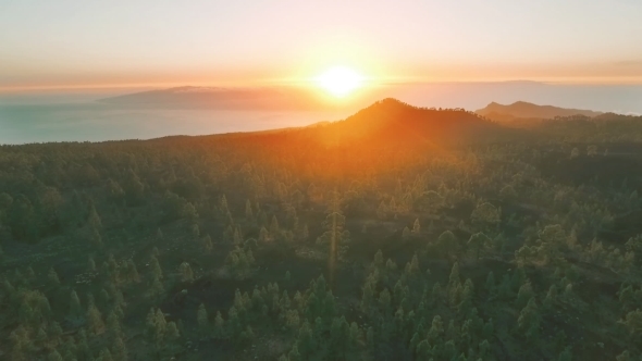 Sea Sunset On The Volcanic Island With a Bird's, Stock Footage | VideoHive