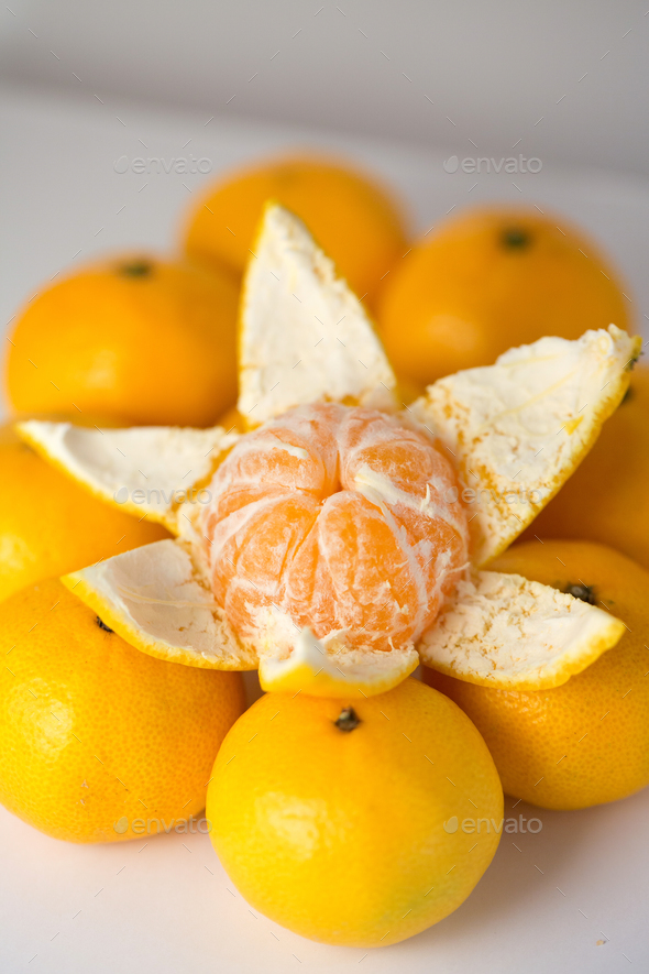 Bunch of fresh mandarin oranges on market. Stock Photo by ...