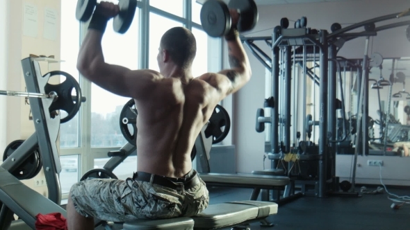 The Bodybuilder Does Exercises For a Back , Stock Footage | VideoHive