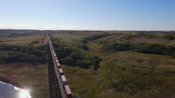 Drone footage of Battle River Trestle Bridge in Wainwright, Alberta ...