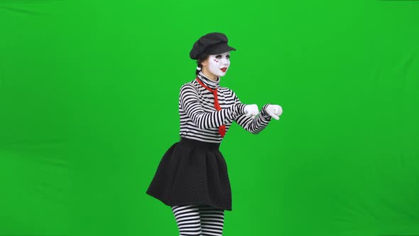Mime Girl Riding a Scooter, Waving To Someone, Stock Footage | VideoHive