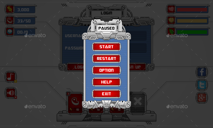 Machine Game UI Art Pack, Game Assets | GraphicRiver