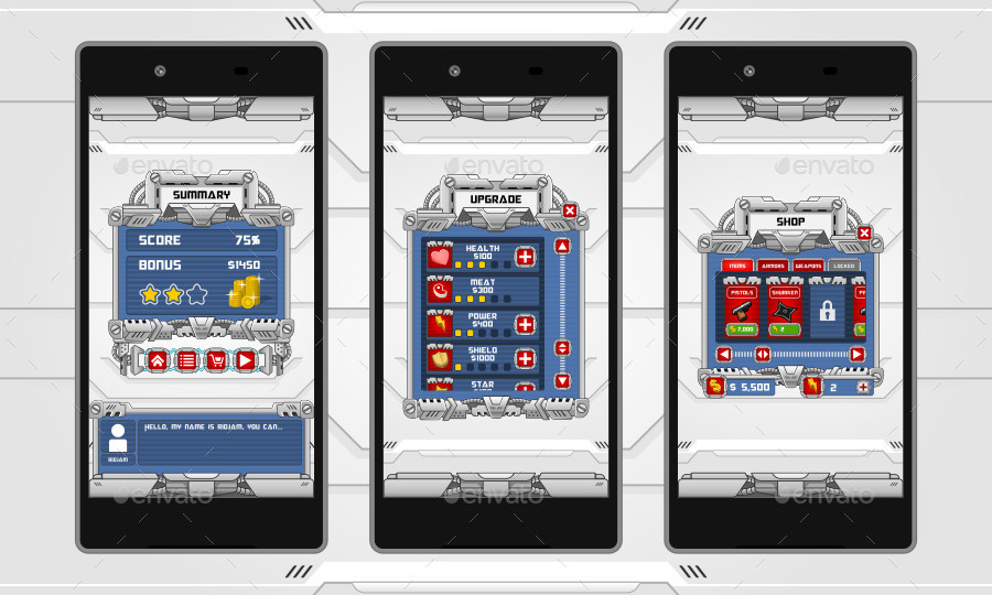 Machine Game UI Art Pack, Game Assets | GraphicRiver