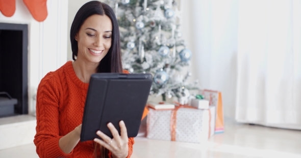 Smiling Woman Catching Up On Her Social Media, Stock Footage | VideoHive