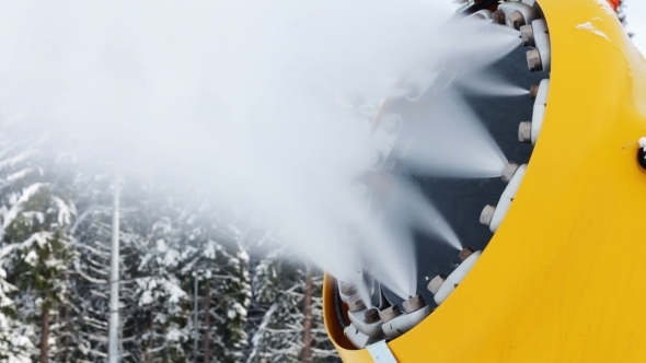 Snow Machine Gun On a Ski Slope., Stock Footage | VideoHive
