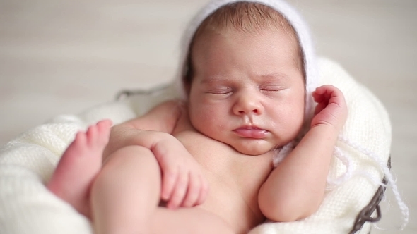 Cute Newborn Baby Sleeping, Stock Footage | VideoHive