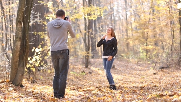 Woman Photographing Man, Stock Footage | VideoHive