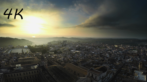 Sunset Over a Town, Stock Footage | VideoHive