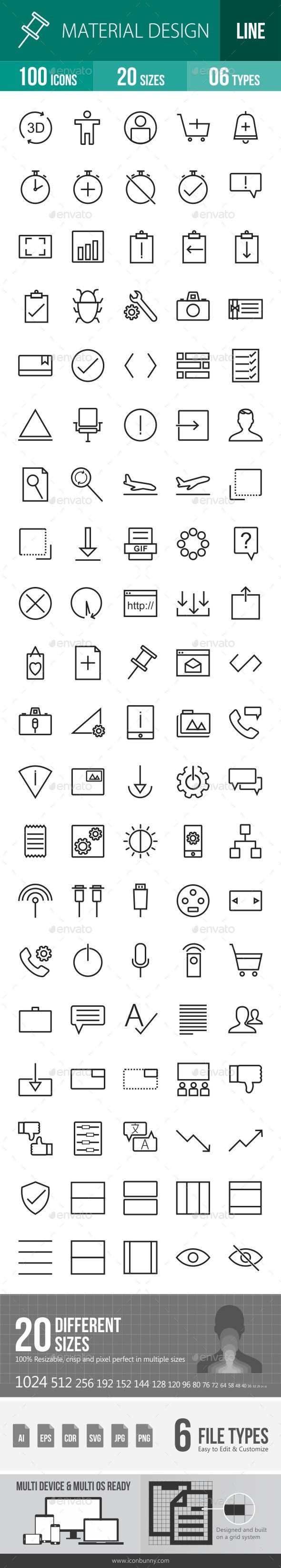 Material Design Line Icons by IconBunny | GraphicRiver