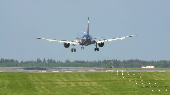Plane Landing On Runway, Stock Footage | VideoHive