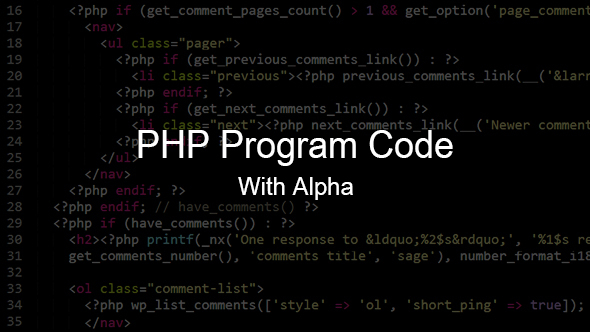 PHP Program Code With Alpha, Motion Graphics | VideoHive