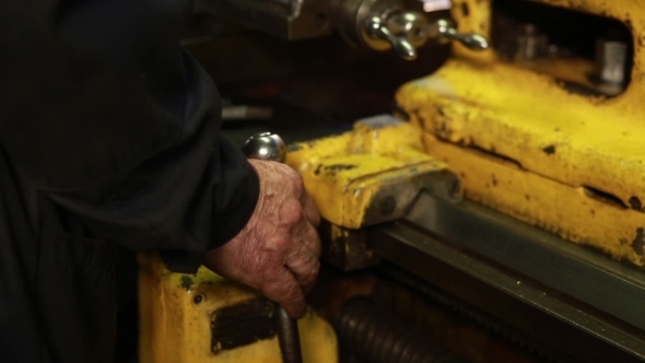 Old Man Working With Milling Machine., Stock Footage | VideoHive