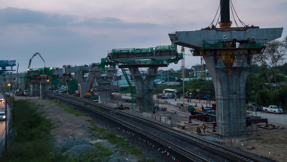 Day to Night at Express Way Construction, Stock Footage | VideoHive