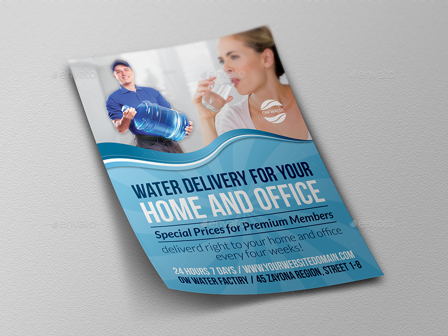 Delivery Drinking Water Service Flyer, Print Templates | GraphicRiver