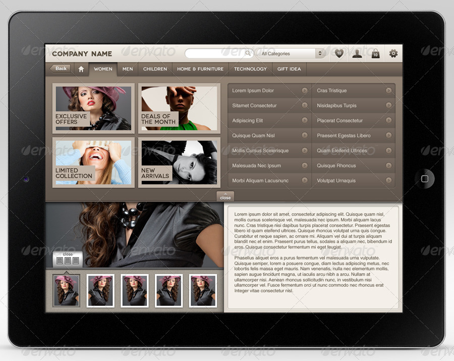 Touch-Store Ecommerce GUI for Tablet Apps & Web, Web Elements ...