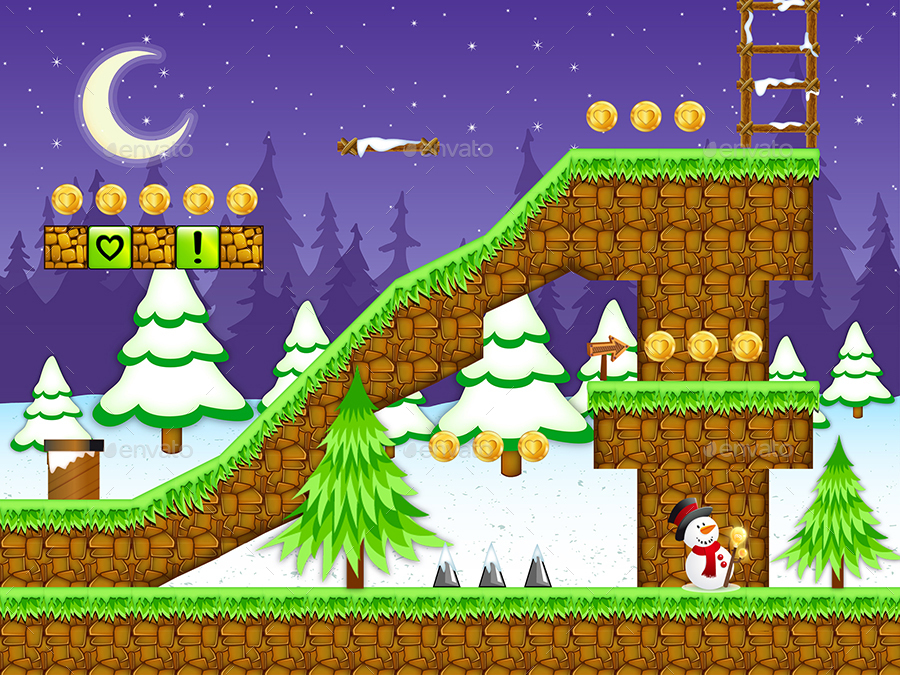 Christmas Platform Game Tile Set, Game Assets | GraphicRiver