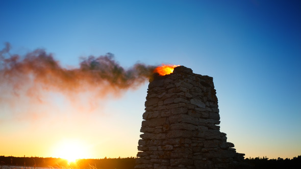 Burning Lighthouse Beacon at Sunset, Stock Footage | VideoHive