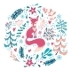 Fox with Winter Flowers and Snowflakes, Vectors | GraphicRiver