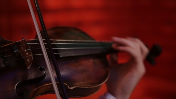 Detail Of Violin Being Played By a Musician, Stock Footage | VideoHive