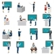 Teacher and Pupils Flat Icons Set, Vectors | GraphicRiver