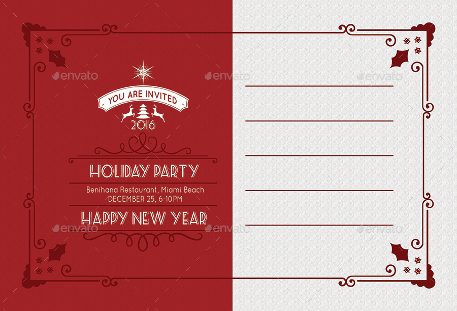 Christmas Invitation and Postcard, Print Templates | GraphicRiver