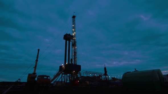 Oil Drilling Rig Night, Stock Footage | VideoHive