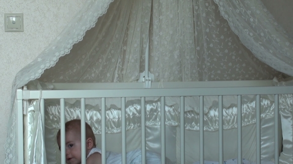 Smiling Baby Gets Up From The Crib, Stock Footage | VideoHive